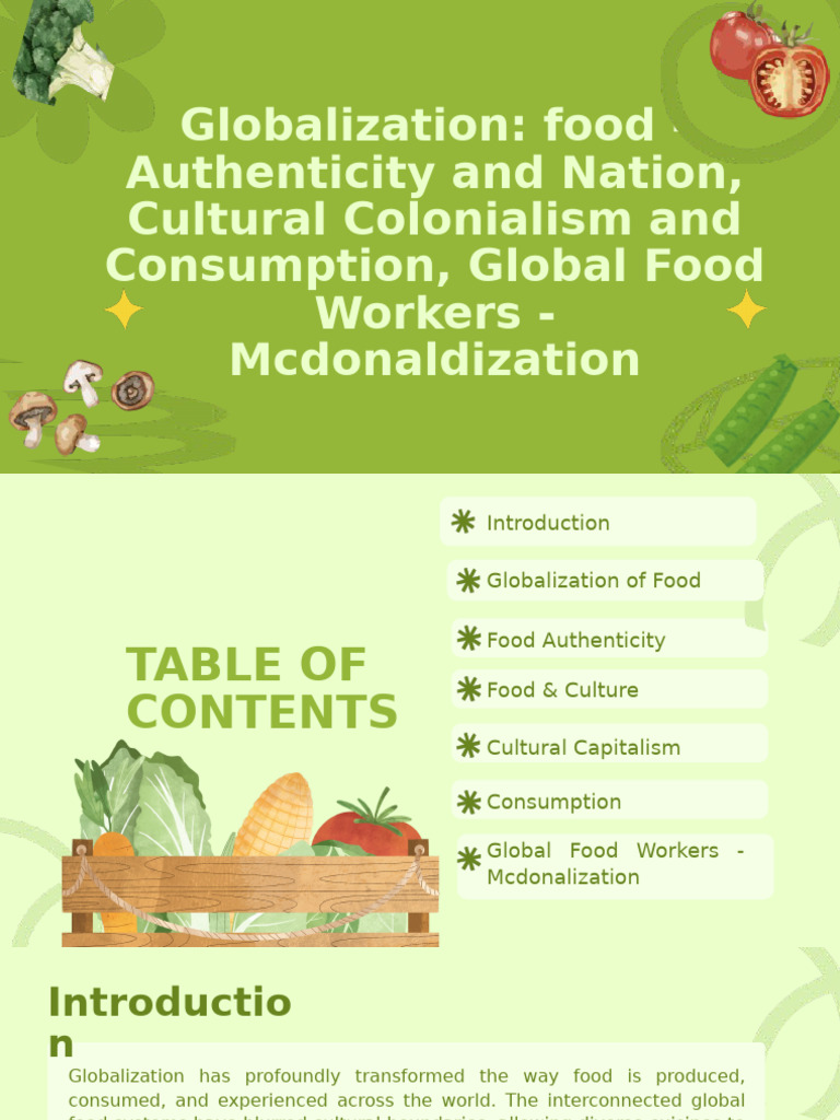 Saniya - Food PPT | PDF | Globalization | Foods