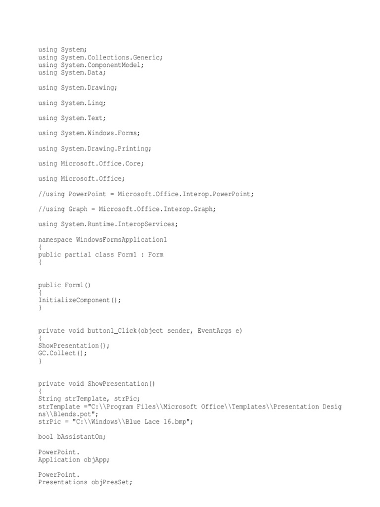Setup Power Point Graph in C# | PDF | Microsoft Power Point | Chart