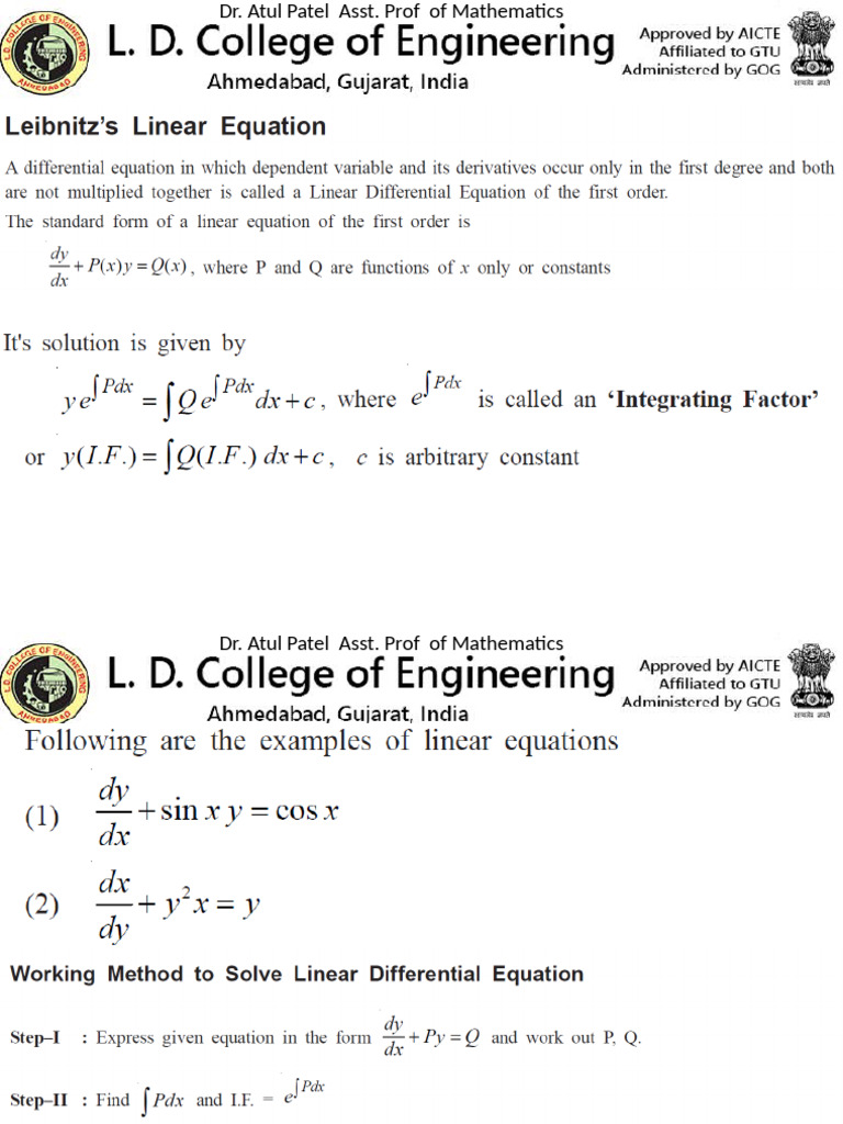 Module - A3 - Exact Linear and Bernoulli Equations | PDF