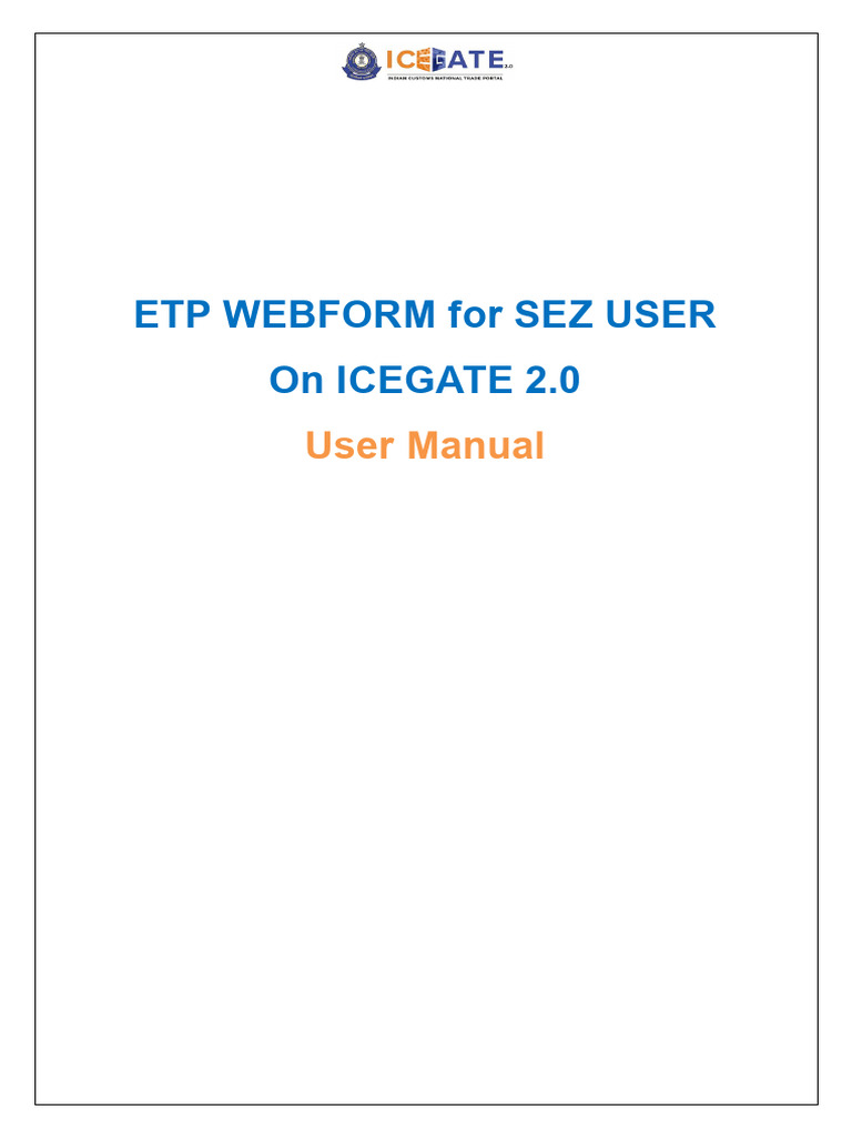 ETP Webform User Guide for SEZ on ICEGATE | PDF | World Wide Web ...