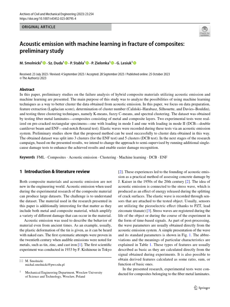 Acoustic Emission & ML in Composite Fracture | PDF | Cluster Analysis | Machine Learning