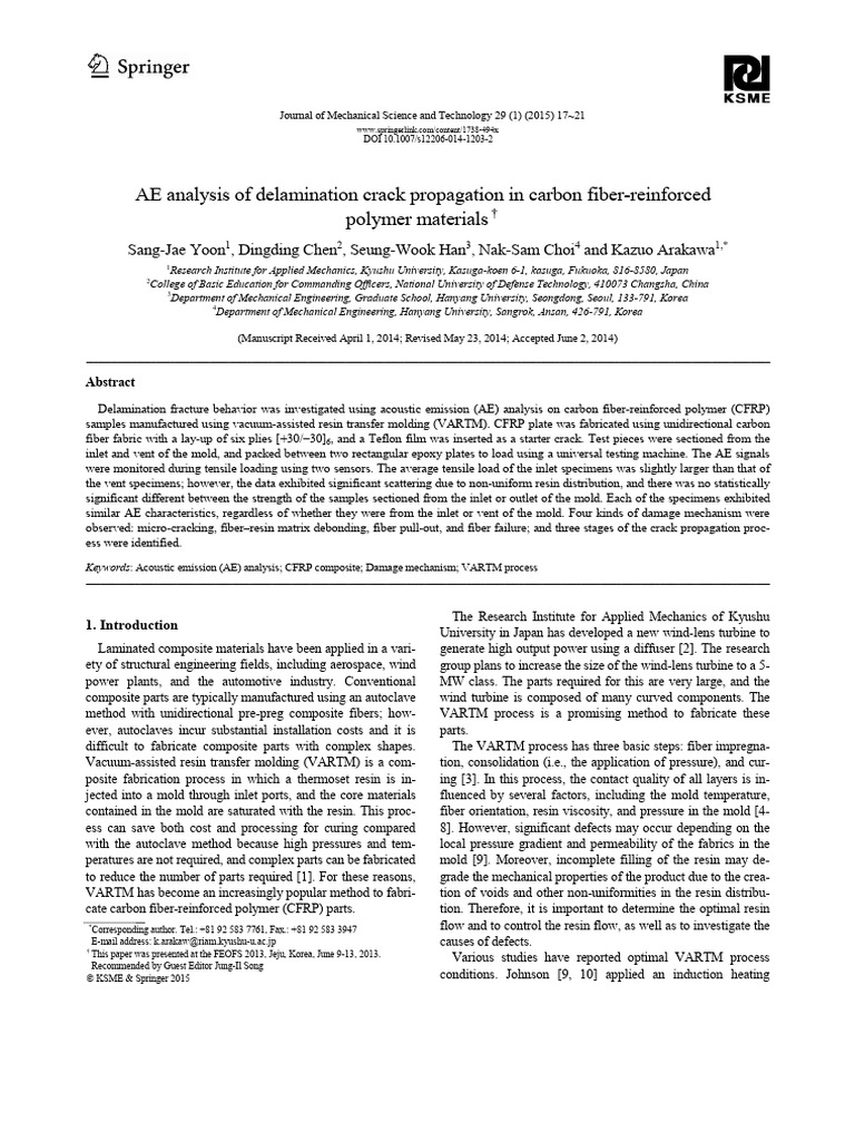 AE Analysis of Delamination Crack Propagation in Carbon Fiber ...