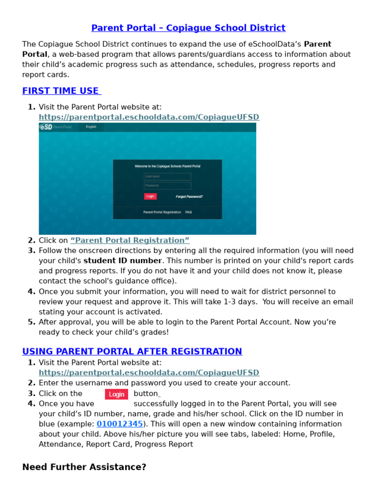 Copiague Parent Portal Guide | PDF