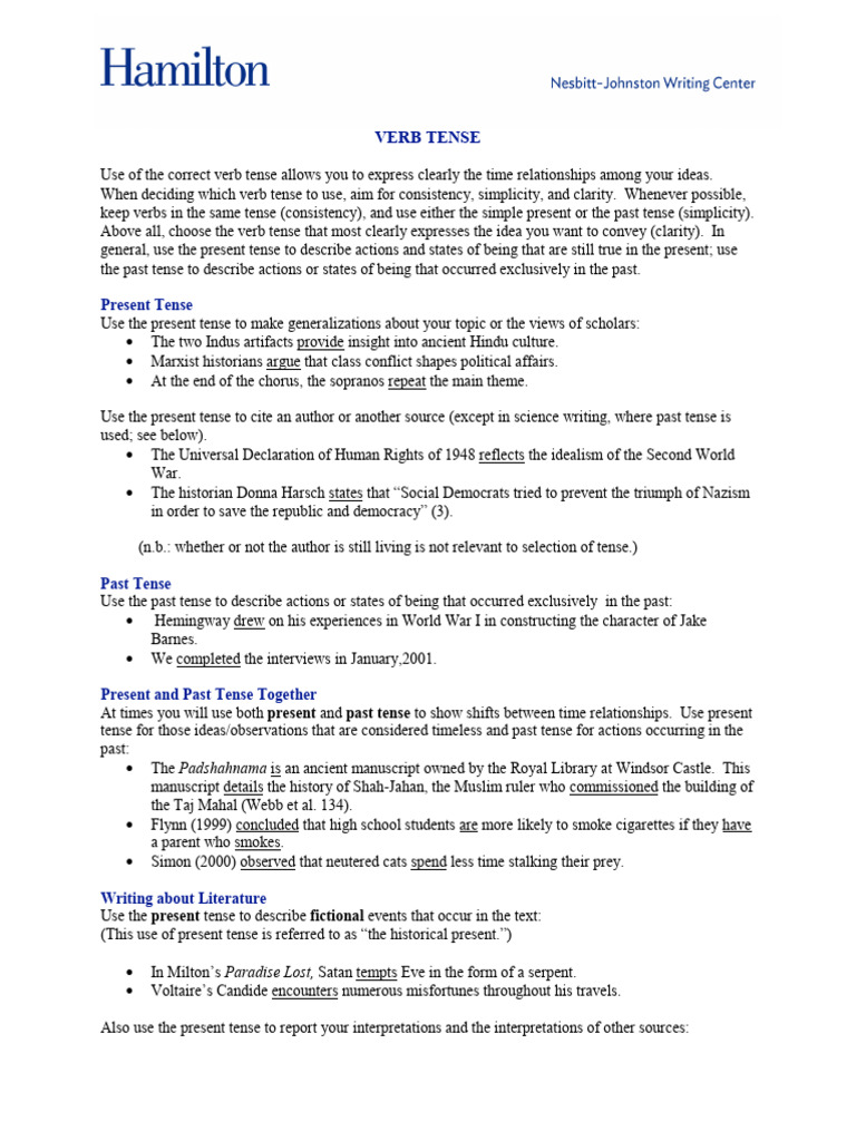 Verb Tense - Creative Writing | PDF | Paradise Lost