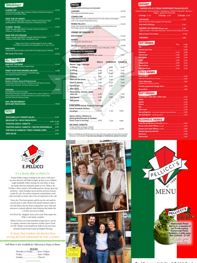Pellicis Folded Menu17122023web | PDF | Sauce | Pasta