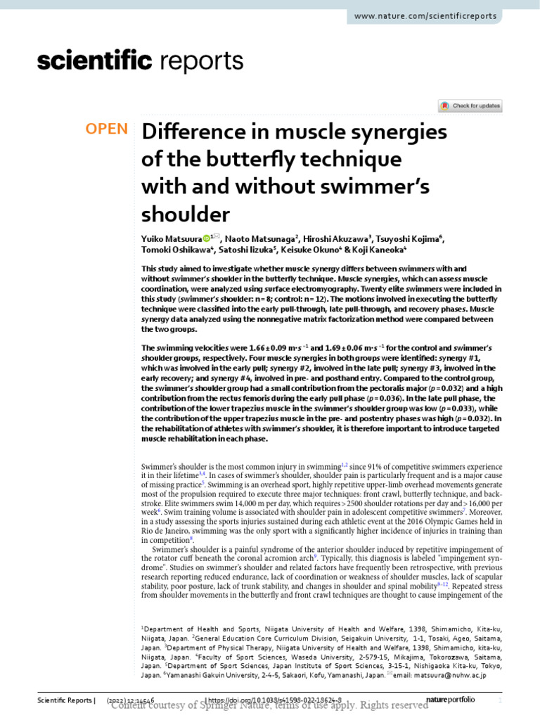 Difference in Muscle Synergies of The Butterfly Te | PDF | Motor ...