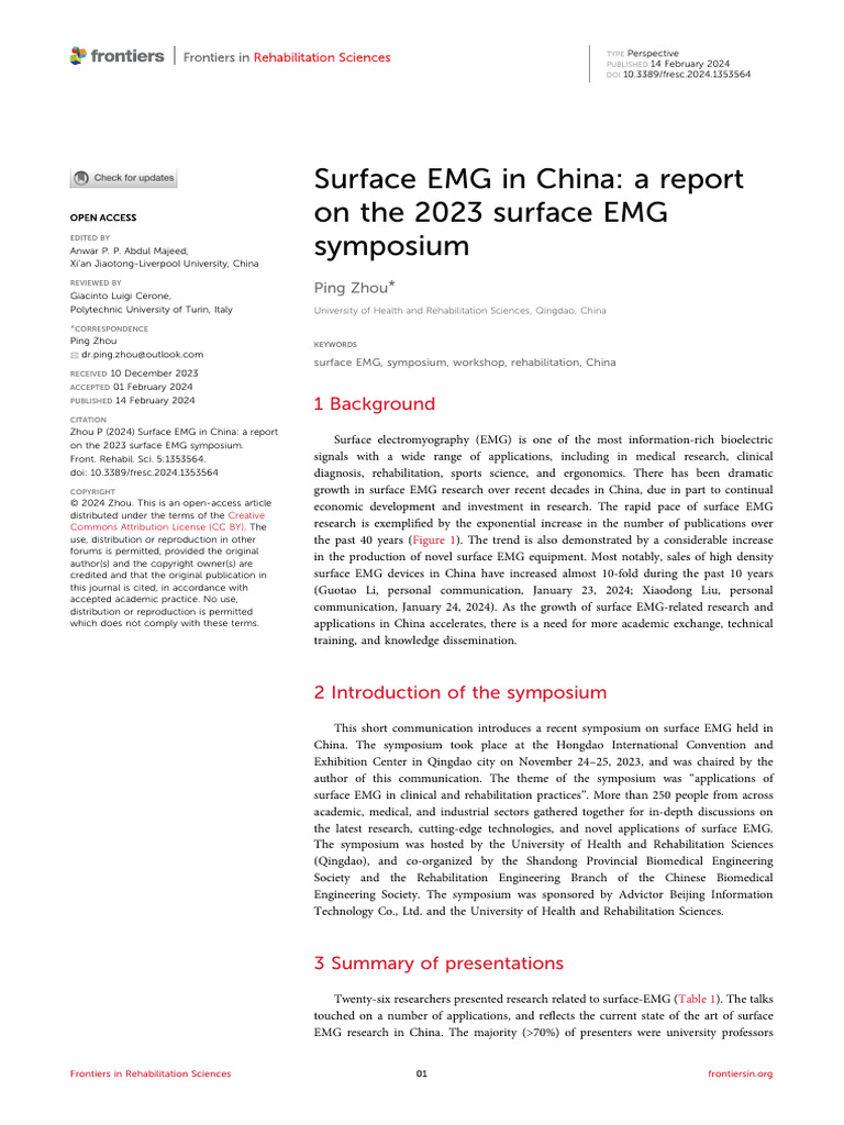 Surface in China 2023 | PDF | Electromyography | Prosthesis