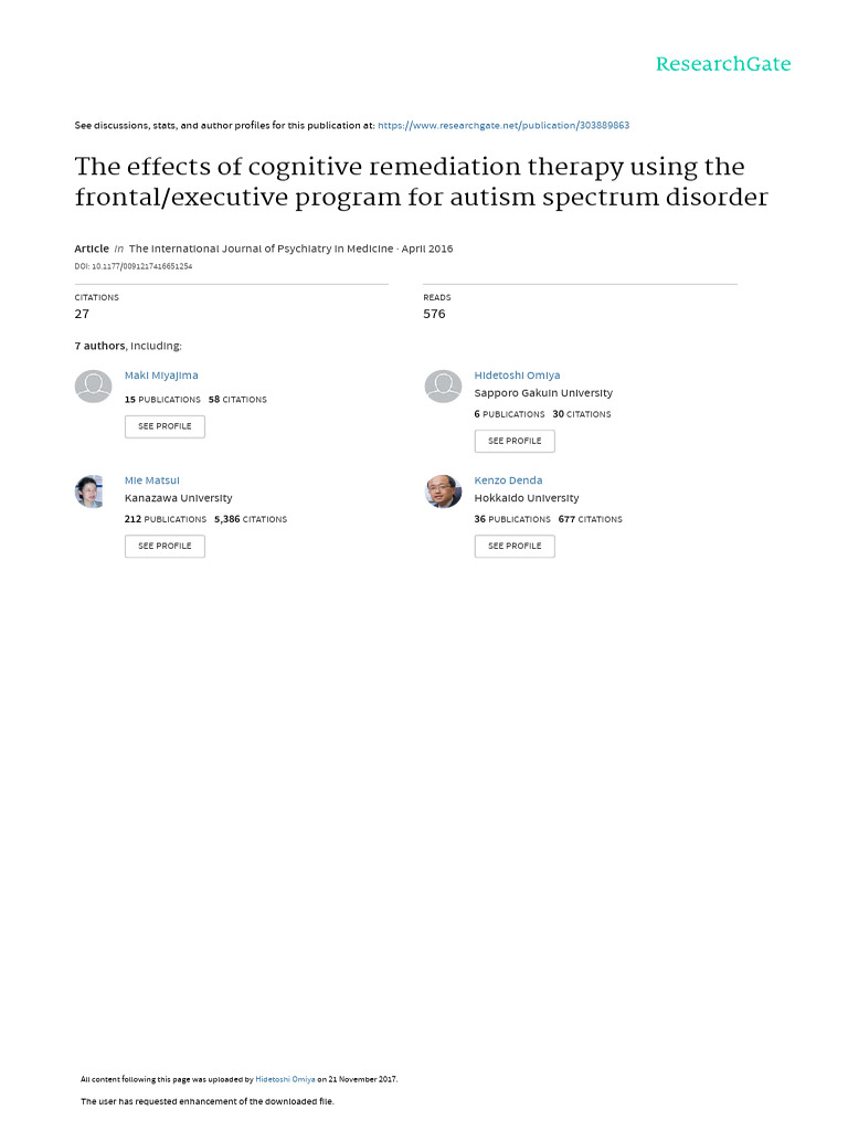 Autism Therapy: Executive Function Boost | PDF | Autism | Psychotherapy
