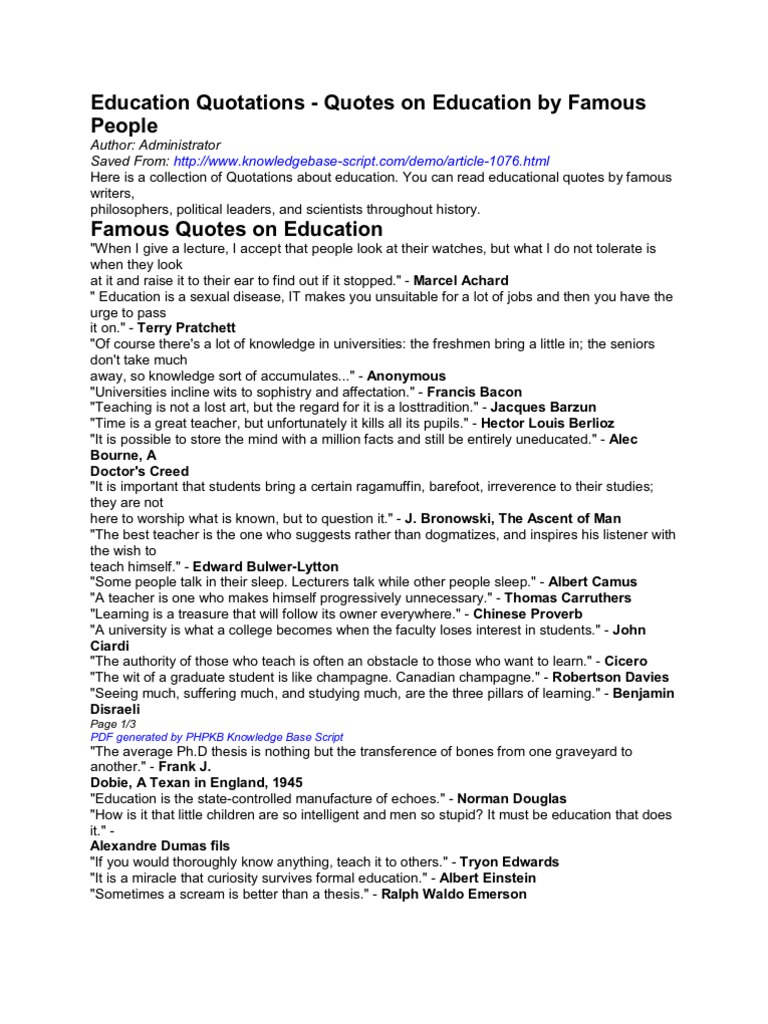 Education Quotations | PDF | Philosophy