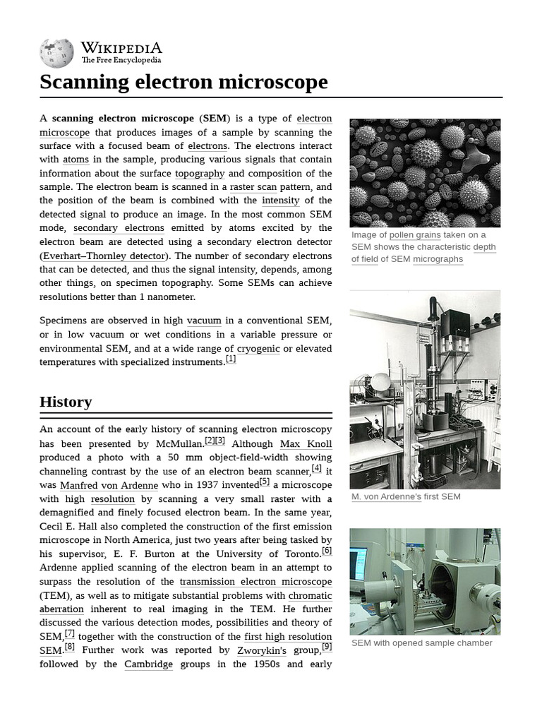 Scanning Electron Microscope Overview | PDF | Scanning Electron ...