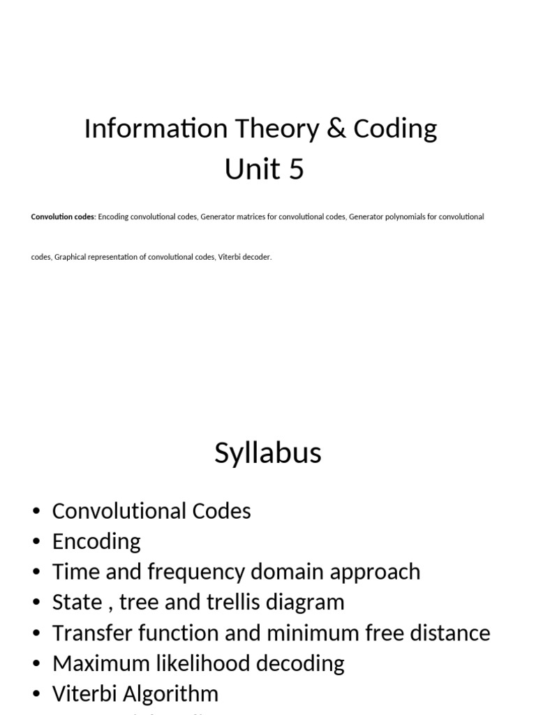 Convolutional Codes Pdf Theoretical Computer Science Encodings