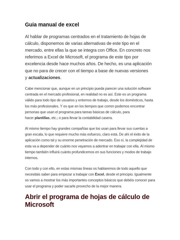 Guia Manual de Excel | PDF | Microsoft Excel | Microsoft Office