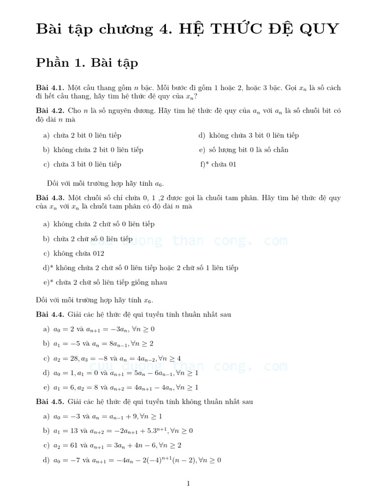 Toan-Roi-Rac - Nguyen-Anh-Thi - BT - Chuong-4 (LT+TH) - (Cuuduongthancong - Com) | PDF