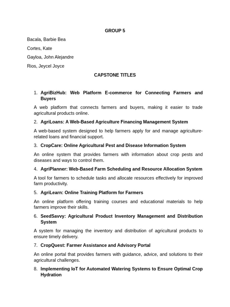 Group5 Bsit3b Capstone-Title | PDF