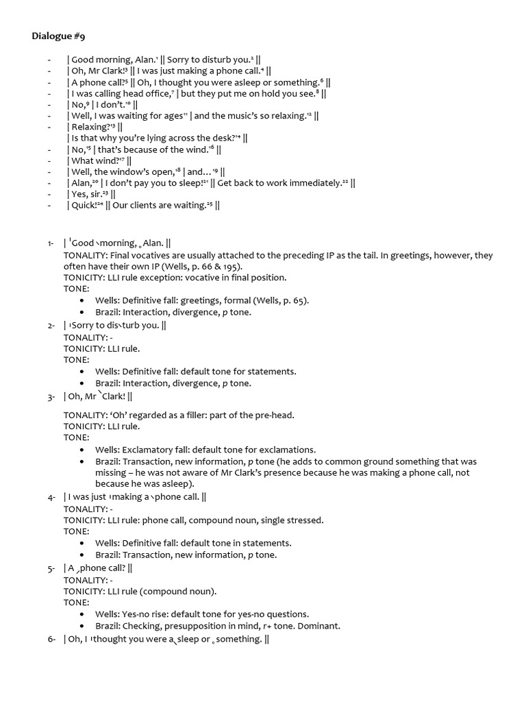 Dialogue N9 - KEY PDF | PDF | Tone (Linguistics) | Grammar