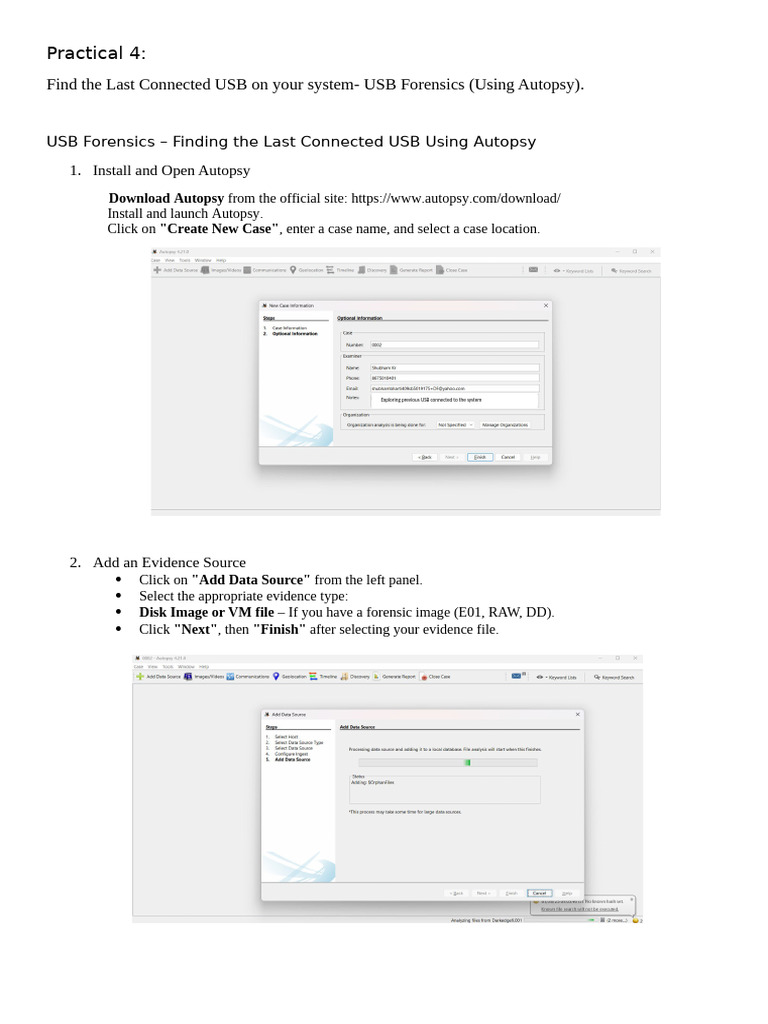 USB Forensics with Autopsy Guide | PDF