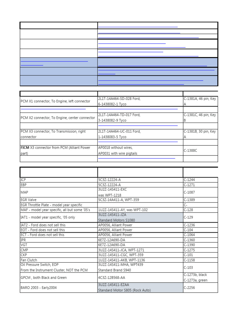 6.0L Connector Part Number List | PDF | Brake | Air Conditioning