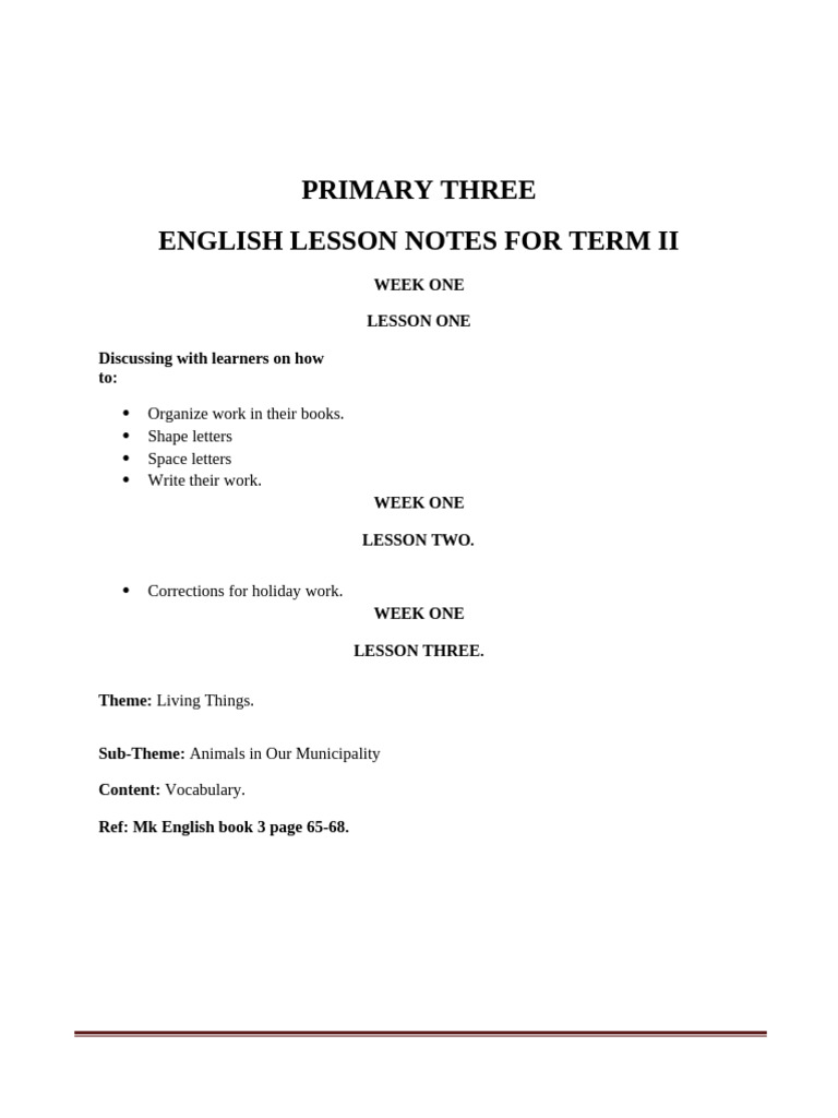 p3 English Lesson Notes For Term II | PDF | Comma | Punctuation