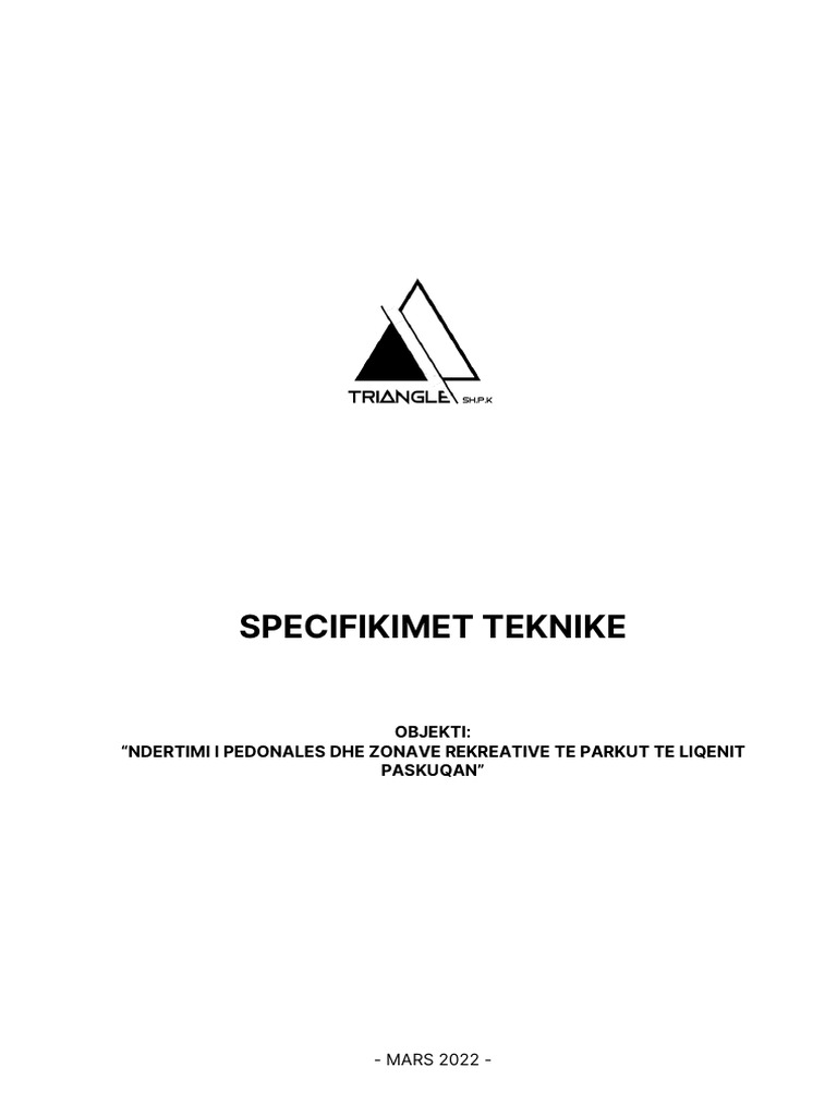 Specifikimet Teknike: Objekti: "Ndertimi I Pedonales Dhe Zonave ...