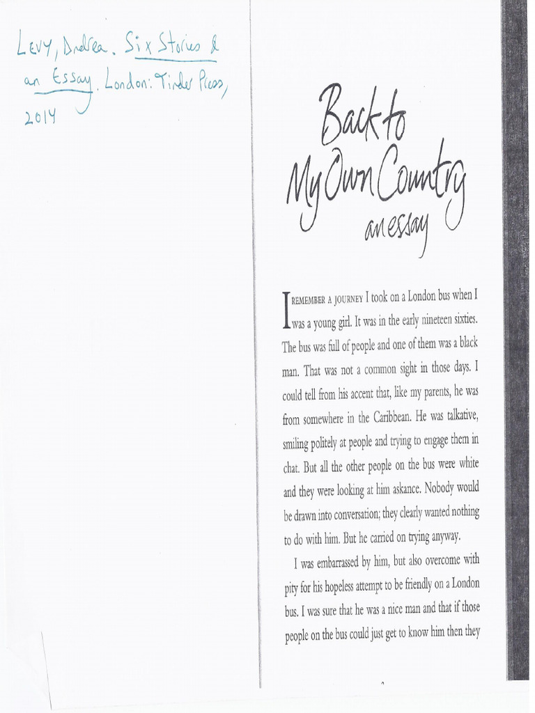 Back To My Own Country-Andrea Levy | PDF