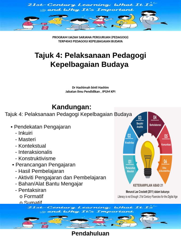 Tajuk 4 Pelaksanaan Pedagogi Kepelbagaian Budaya (Autosaved) | PDF