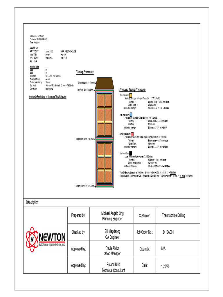 Thermaprime Armature Taping Procedurel | PDF | Insulator (Electricity) | Electromagnetism