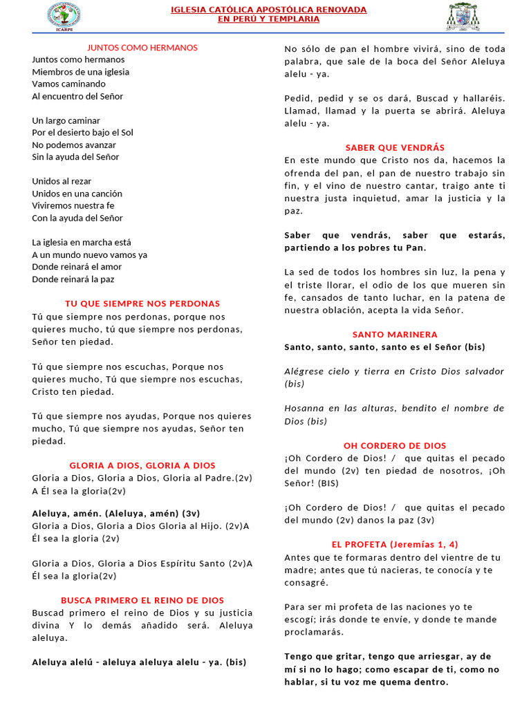 Canciones para Misa | PDF | Amor | Cristo (título)