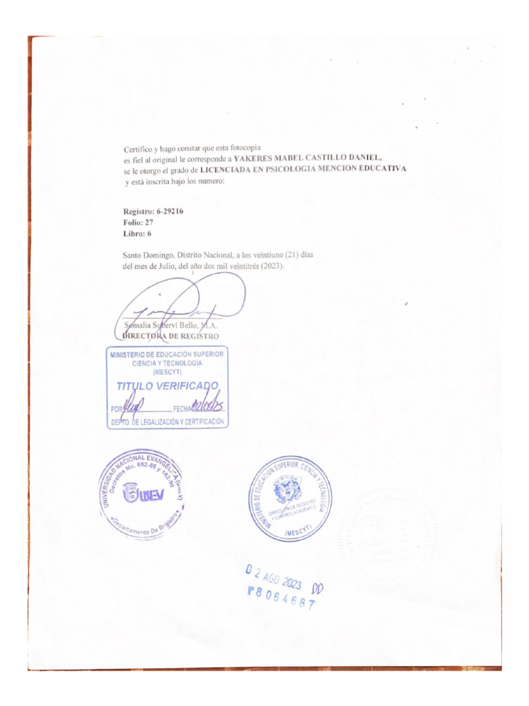 Certifico y Hago Constar Que Esta Fotocopia | PDF