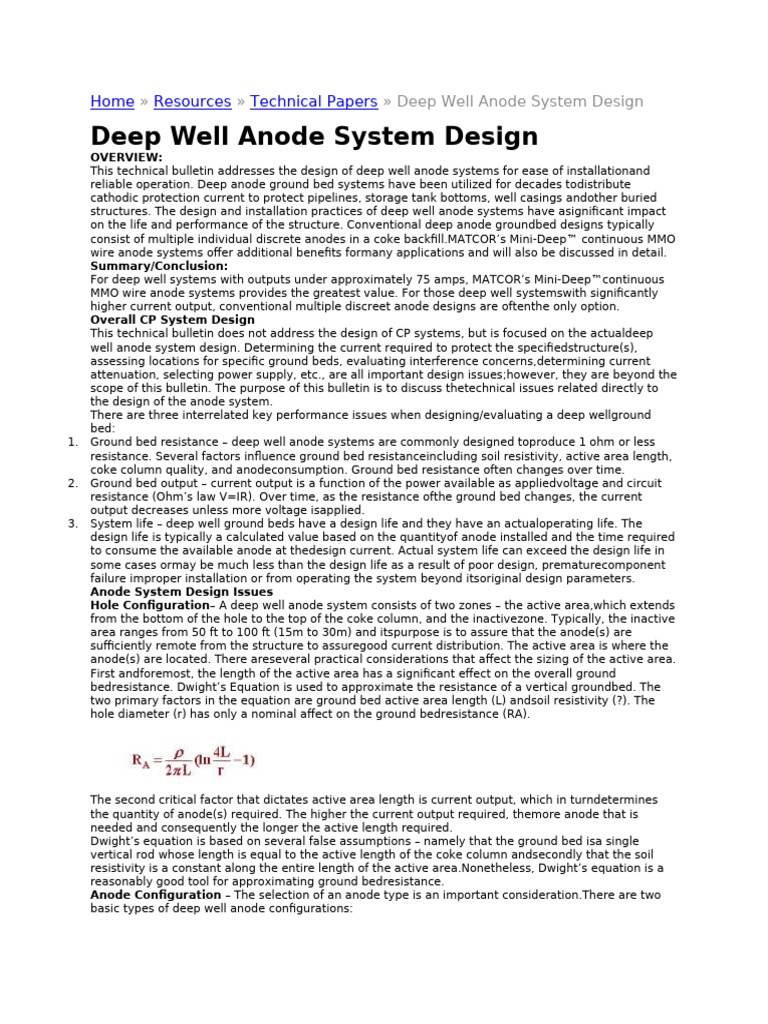 DEEP well consideration | PDF | Anode | Physical Sciences