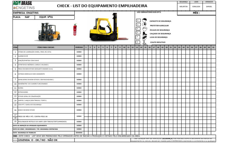 Check List EMPILHADEIRA | PDF