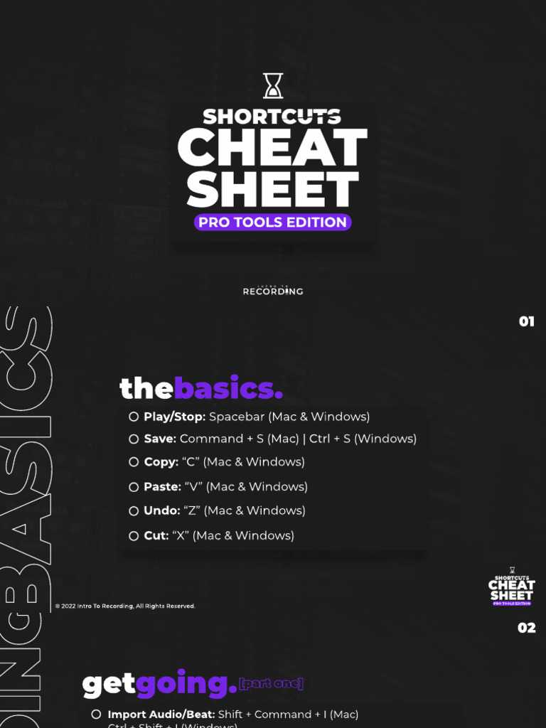 Shortcuts Cheat Sheet Pro Tools Edition | PDF