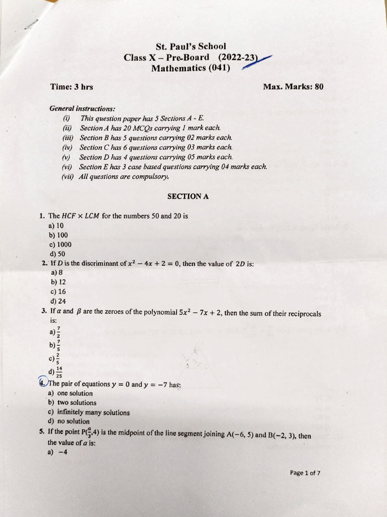 Math's PreBoard | PDF | Area | Circle