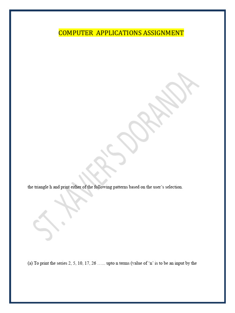 Computer Applications Project Work 10th | PDF | Triangle | Computer Programming