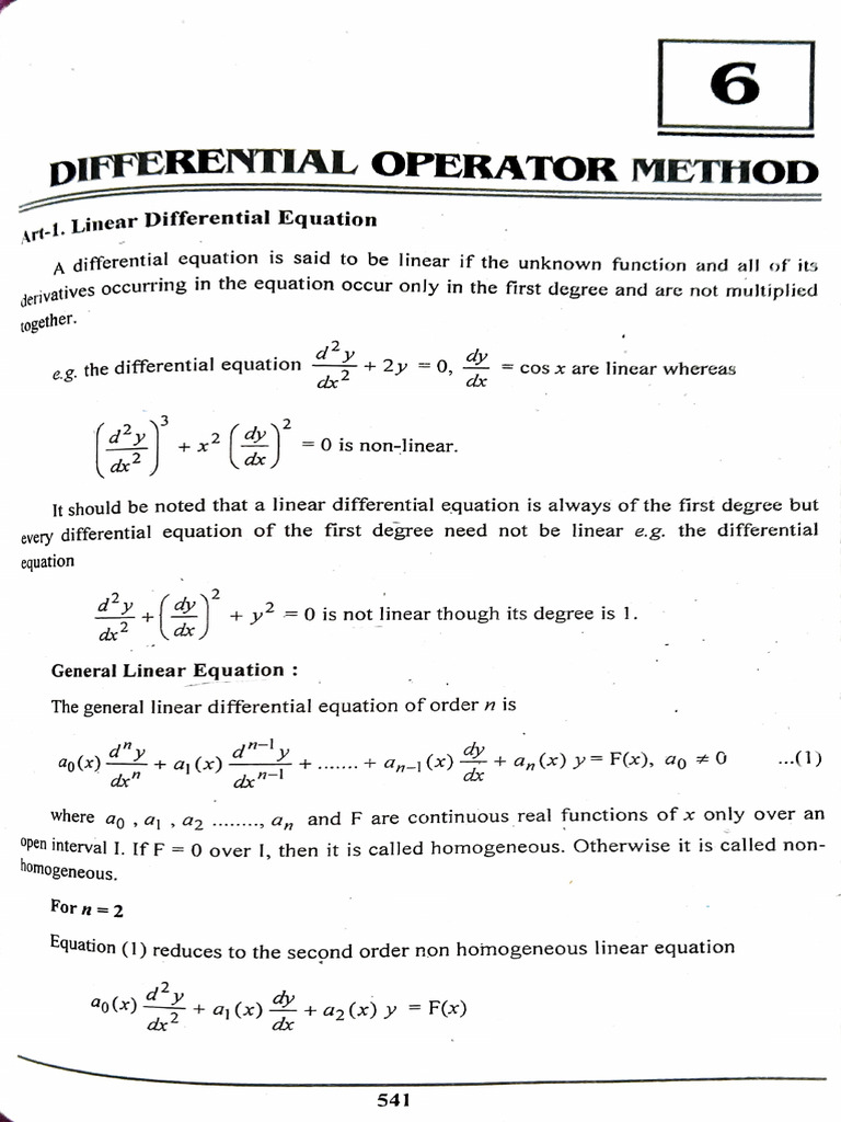 (Differential Equations) (Exercise 6A) (Differential Operator Method) | PDF | Differential ...