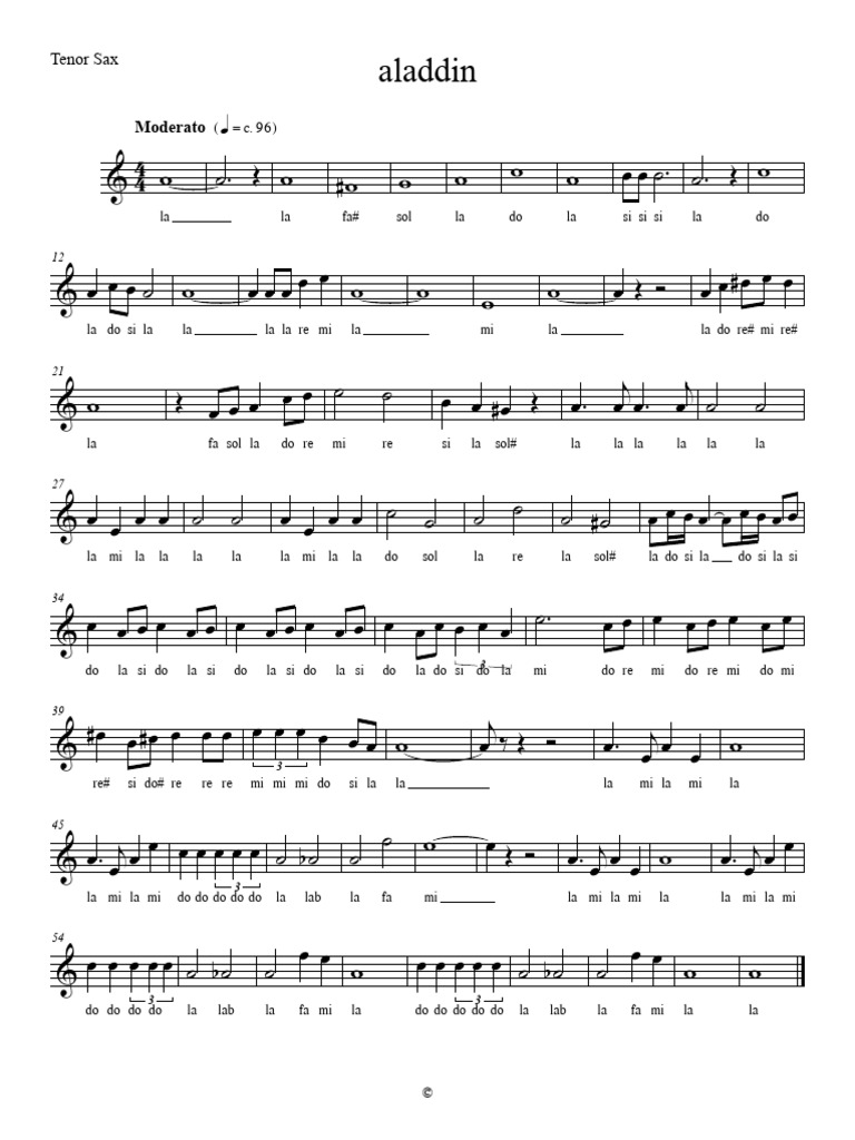 Aladdin Con Notas - Tenor Sax | PDF