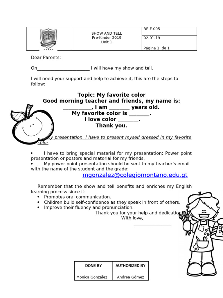 show and tell unit 1 | PDF