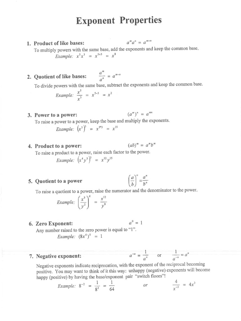 Exponent Packet | PDF