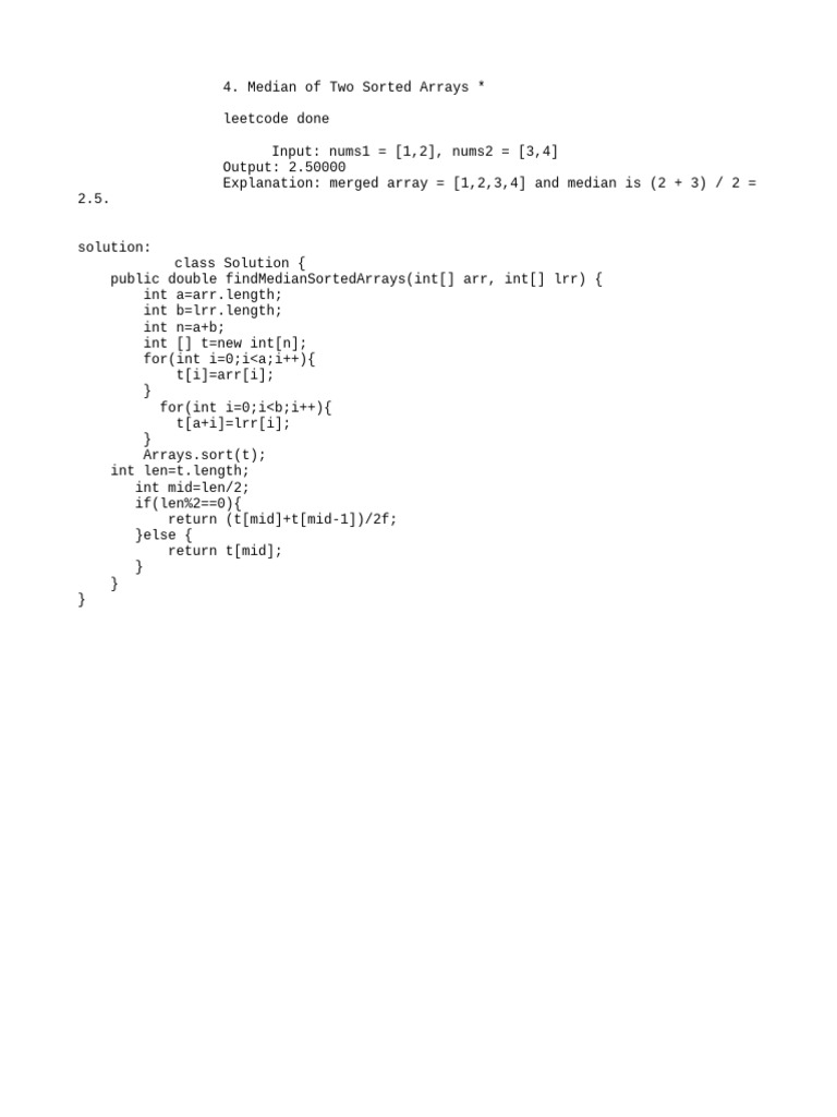 Median of Two Sorted Arrays | PDF