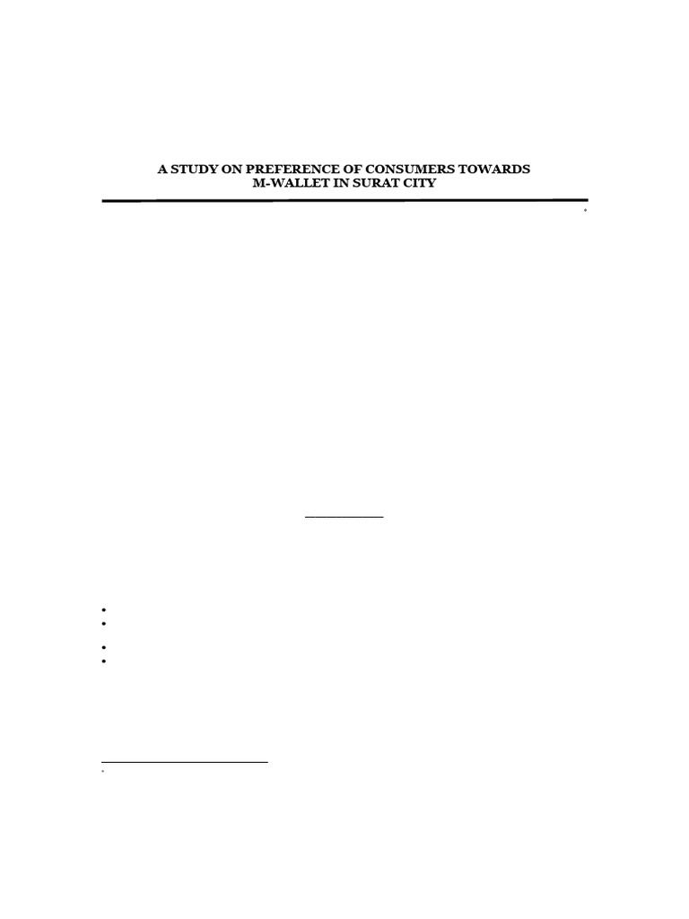 A Study On Preference of Consumers Towards M-Wallet in Surat City | PDF | Banking Technology