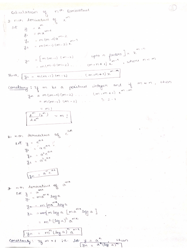 Unit 2(topic 1 calculation of nth derivative) | PDF
