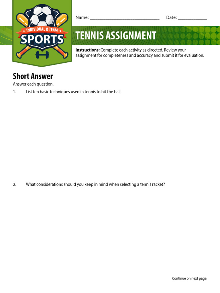 Indv Team Sports Tennis Assignment | PDF | Athletic Sports | Sports