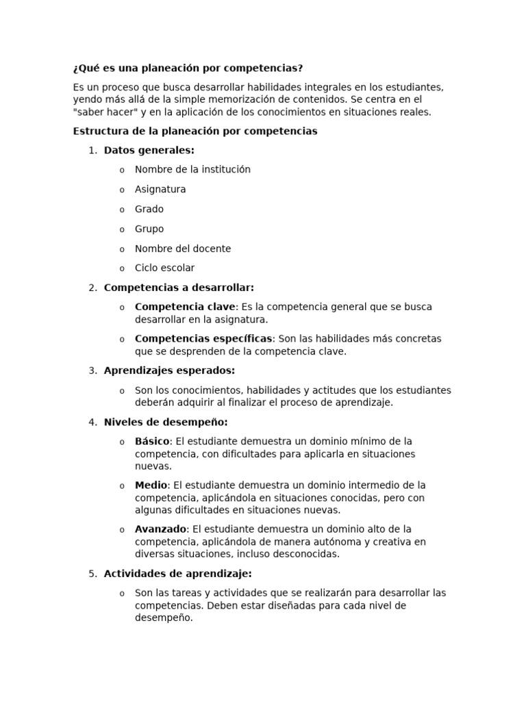 Qué es una planeación por competencias | PDF | Aprendizaje | Planificación