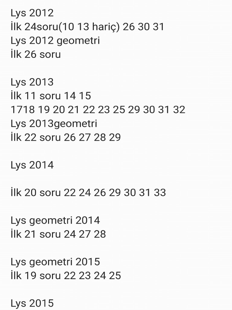 LYS Soru Numaraları | PDF