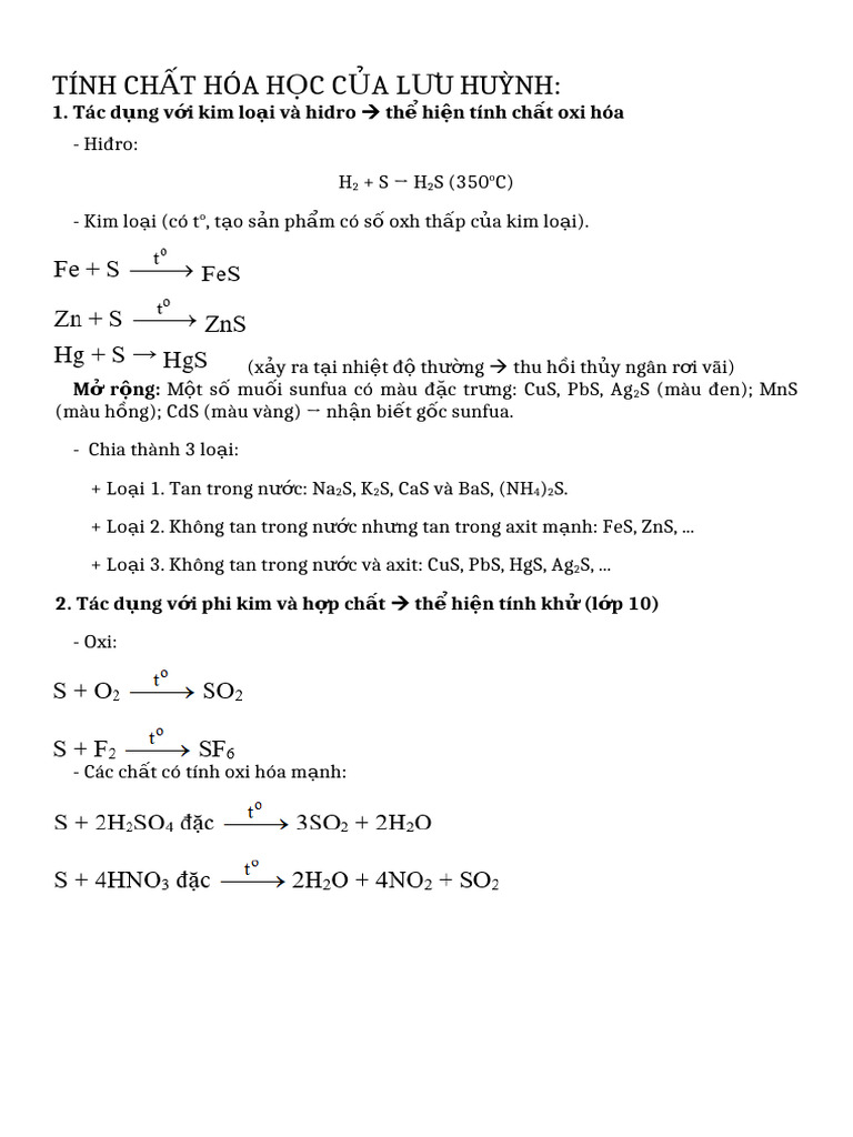 9A5 - Hóa - PP - TCHH Sulfur | PDF