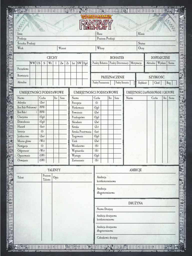WFRP - 4ed - Final - Edytowalna - Kopia | PDF