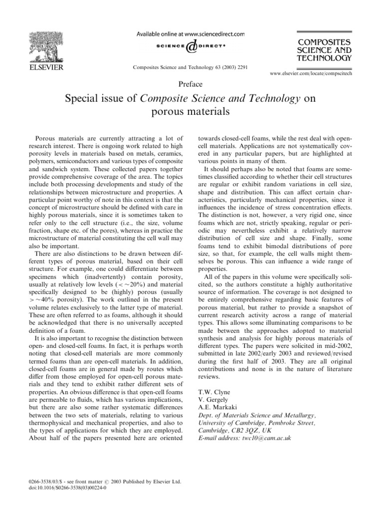 Porous Materials in Composites Science | PDF | Porosity | Porous Medium