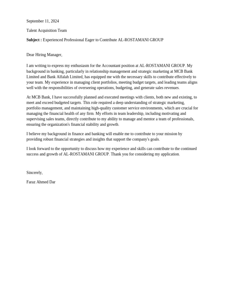 Cover Letter New | PDF