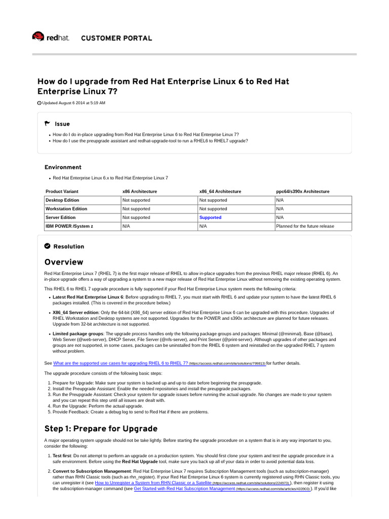 RHEL 6 to 7 In-Place Upgrade Guide | PDF | Software Repository ...