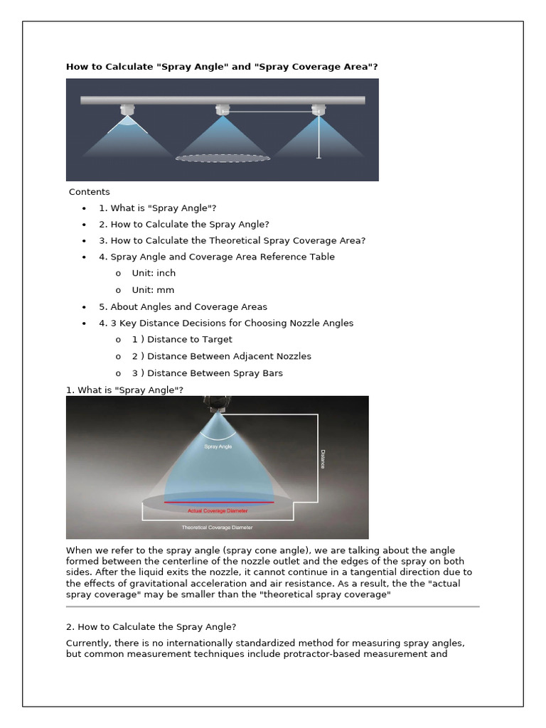 How To Calculate Spray Angle and Spray Coverage Area | PDF