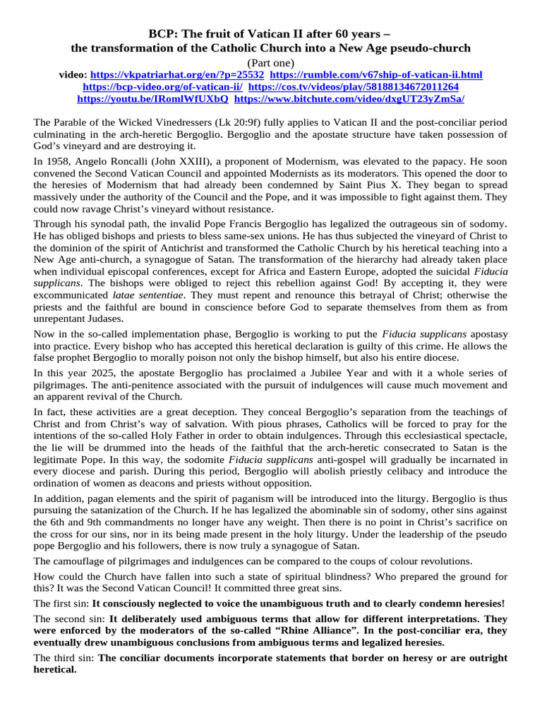 En The Fruit of Vatican II After 60 Years Part One | PDF | Catholic ...